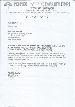 PDP accuses Deputy National Organising Secretary of embezzling ...